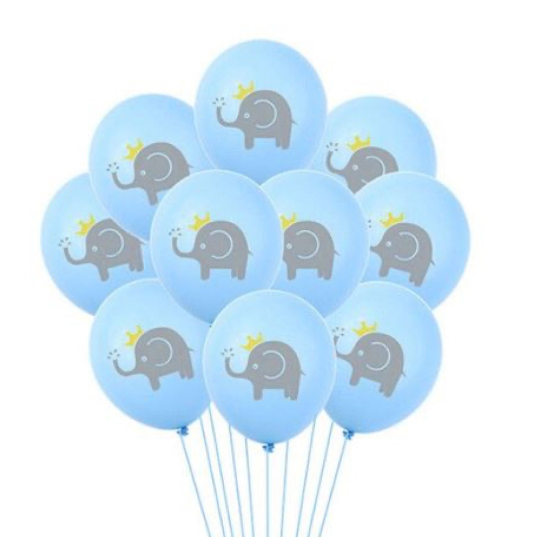 12 PACK Elephant Baby Shower Balloons, Elephant Balloons, Baby Shower ...