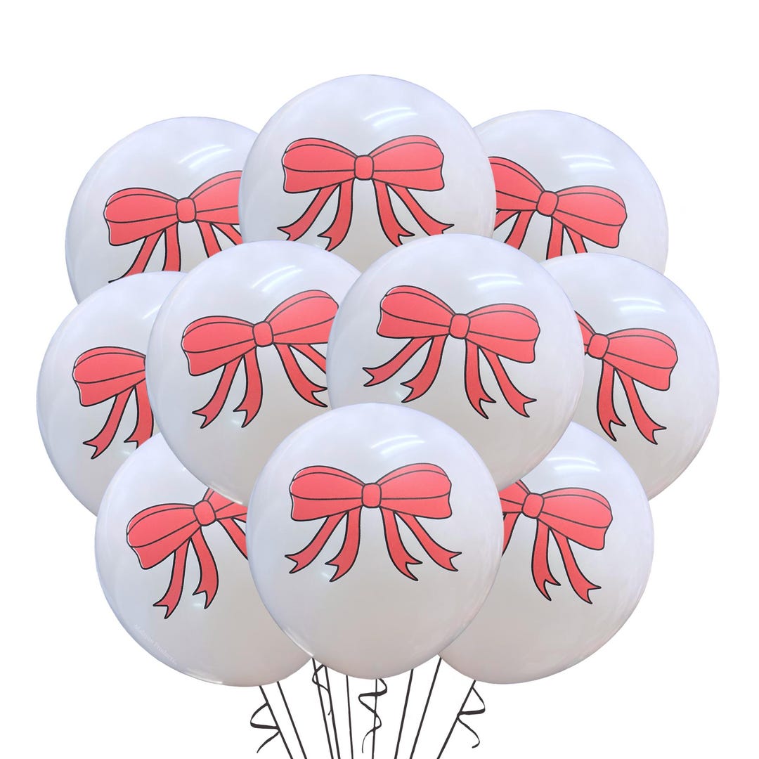 Red Bow Balloons 12", Bow Birthday Party Balloons, Red Bow Theme Baby ...