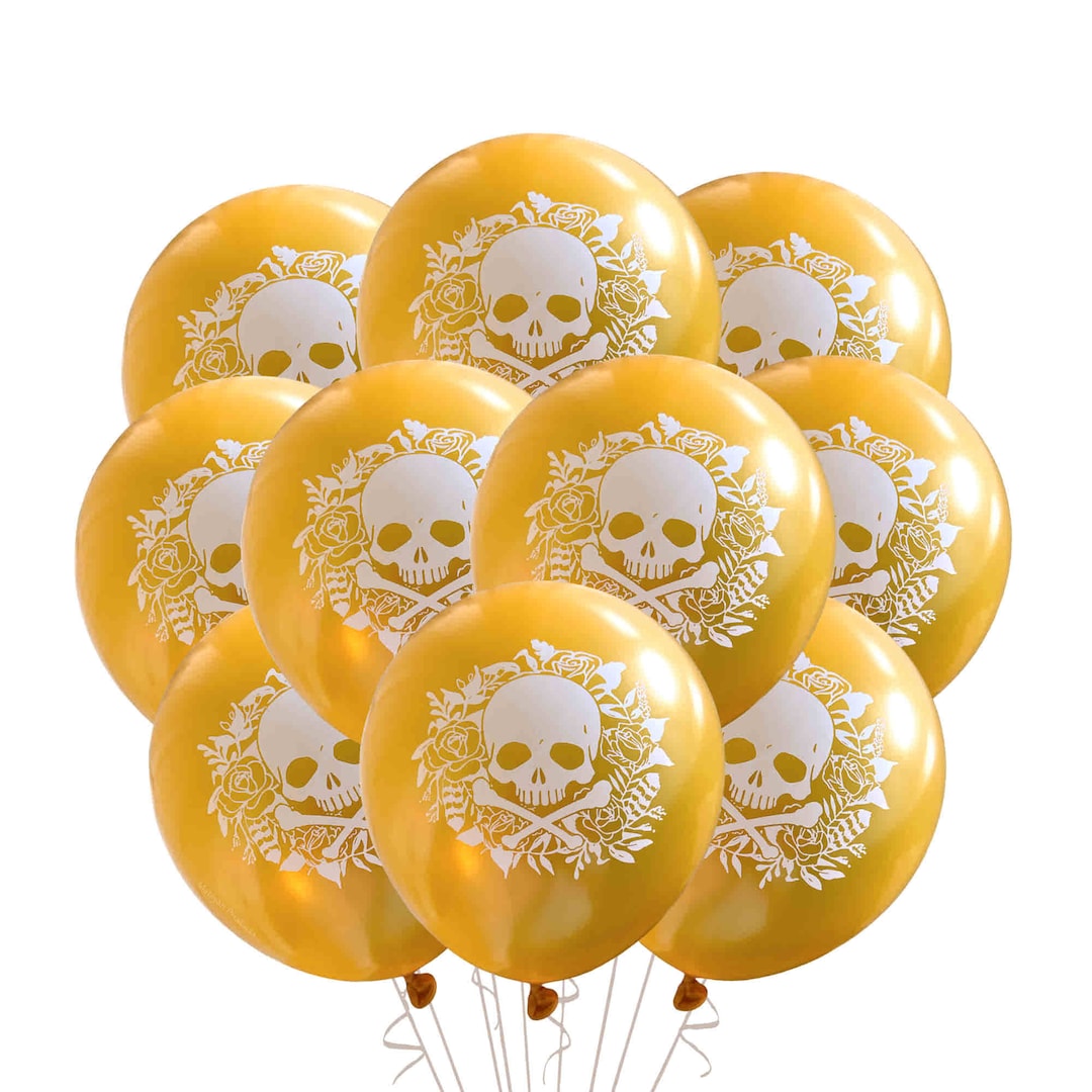 Gold Skull Balloons, Skull & Crossbones Balloons 12" Skull Balloons ...