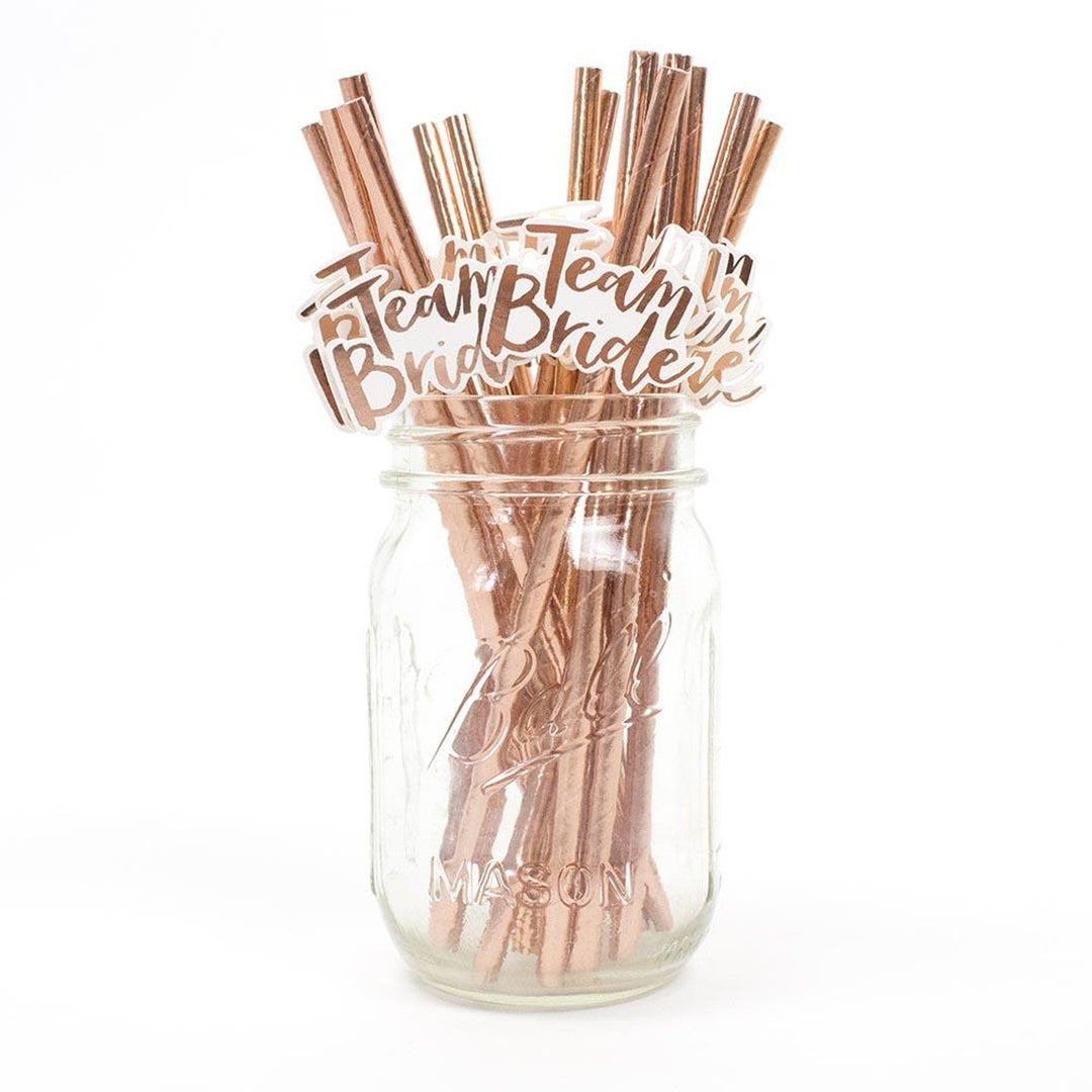 10 PACK Team Bride Wedding Straws Bachelorette Straws Rose - Etsy