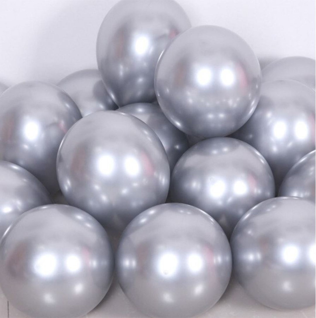 12 PACK Metallic Silver Balloons, 25th Anniversary Theme 12" (30cm ...
