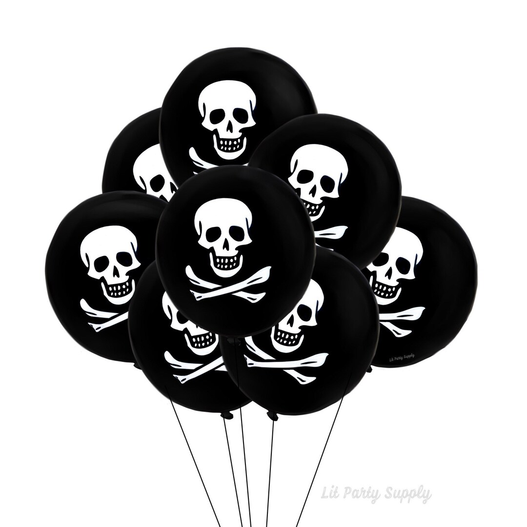 Skull & Crossbones Balloons 12", Skull Balloons, Pirate Theme Ideas ...