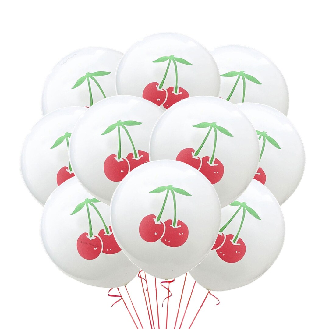 Cherry Balloons, 12" Fruit Balloons Cherry Print Party Balloons, Wild ...