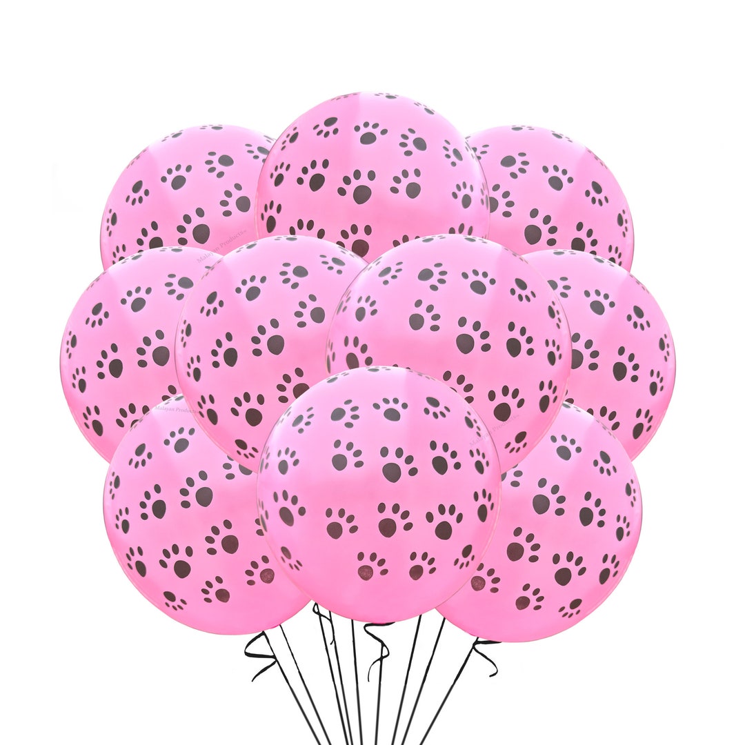 Pink Paw Balloons 12", Animal Party, Pet Birthday Party Balloons, Paw ...
