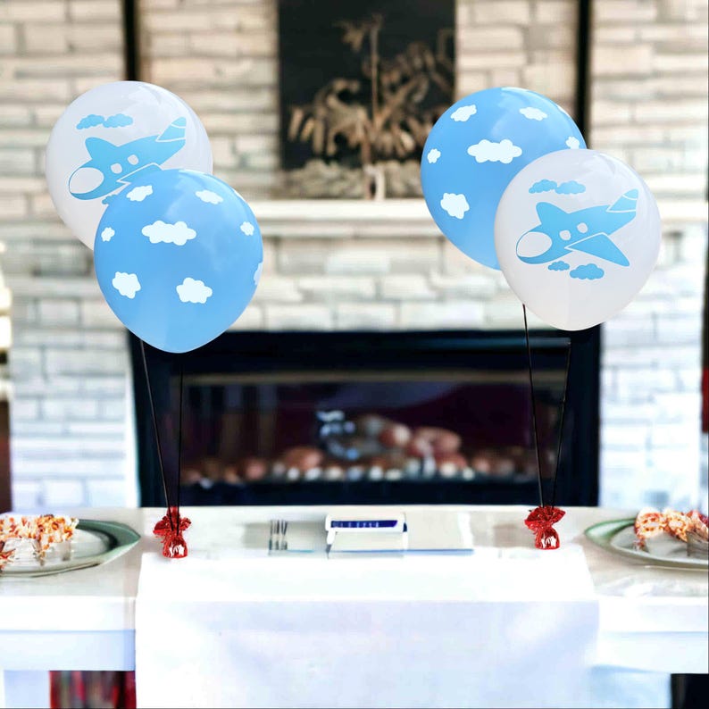 Airplane Balloons, 12" Pilot Theme Party Balloons, Airplane Birthday ...