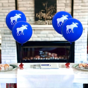 Blue Moose Balloons, 12" Moose Party Balloons, Woodland Party Balloons ...