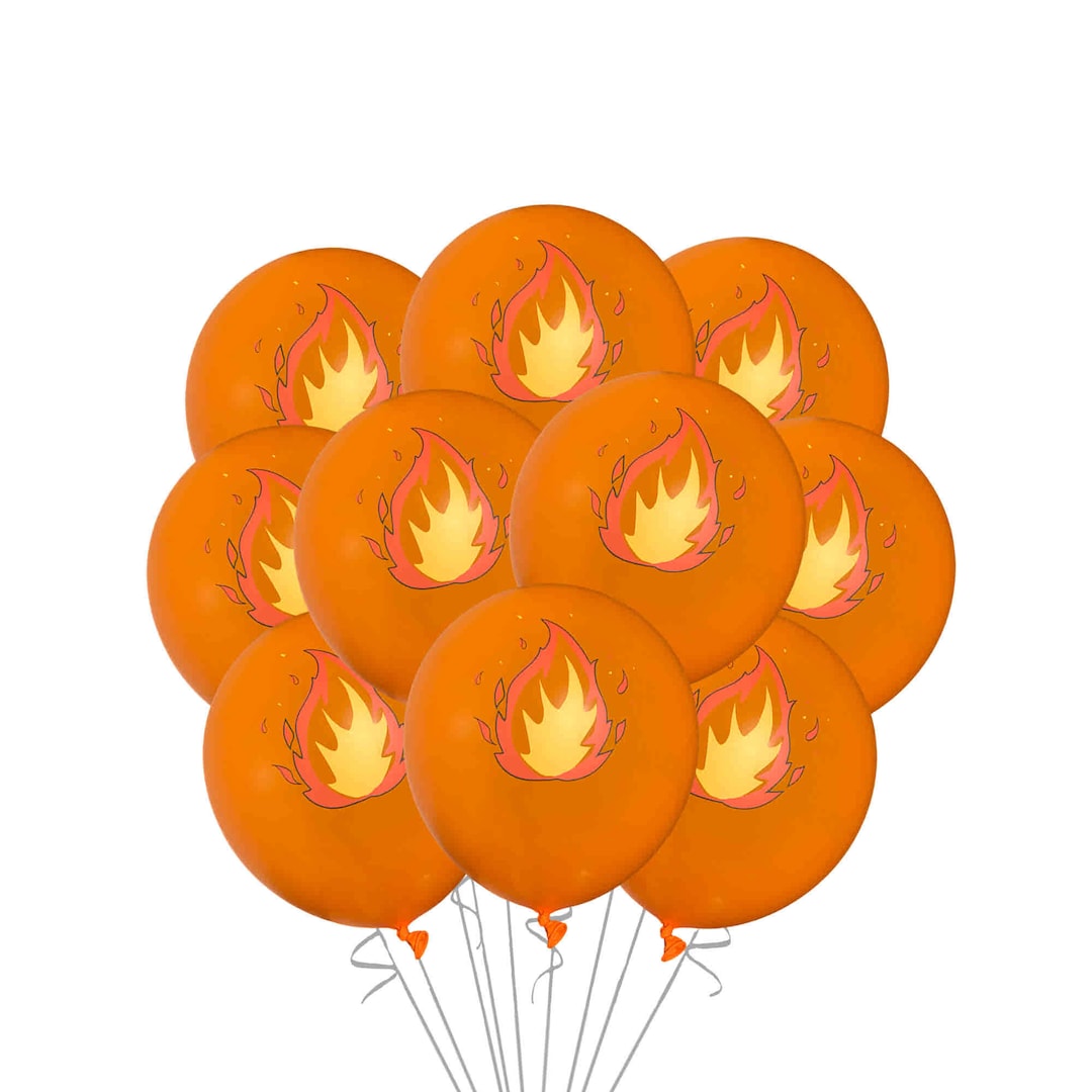 Flame Balloons 12" Latex, Fire Birthday Party Balloons, Fire Balloons ...