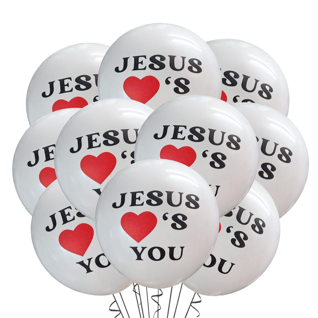 12ct Jesus Balloons, Jesus Loves You Party Balloons, Christian Theme ...