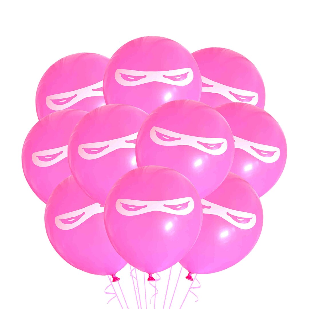 Pink Ninja Party Balloons, 12" Latex Ninja Birthday Party Balloons ...