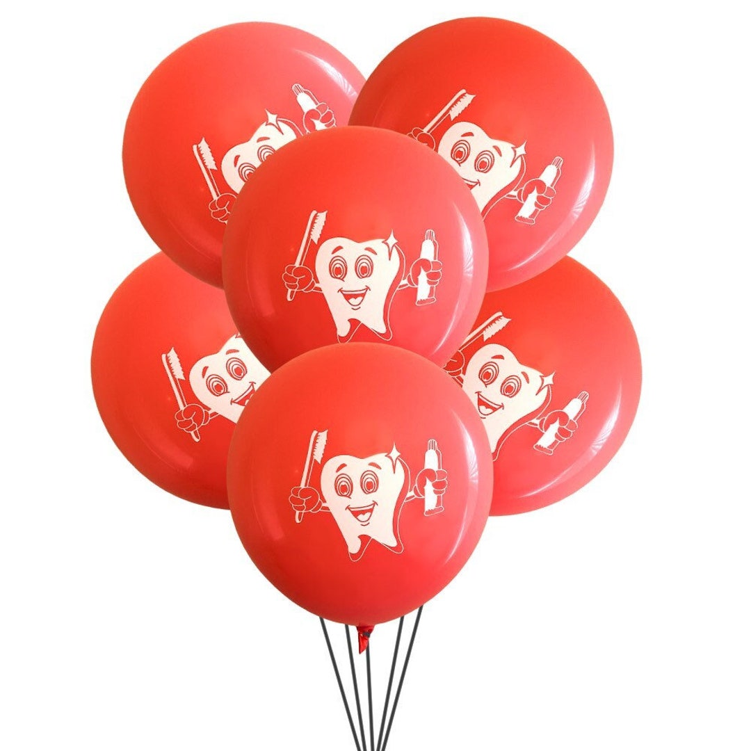 12 Pack Red Tooth Balloons, Dentist Balloons, Orthodontist Balloons ...