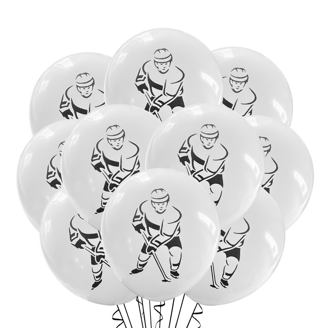 12ct Hockey Balloons, Hockey Birthday, Hockey Player Theme, Hockey ...
