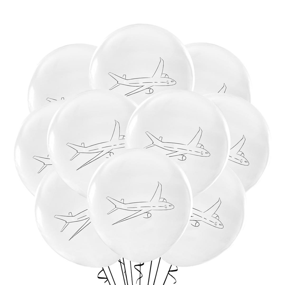 12ct Airplane Balloons, Airplane Birthday Party Balloons, Pilot Theme ...