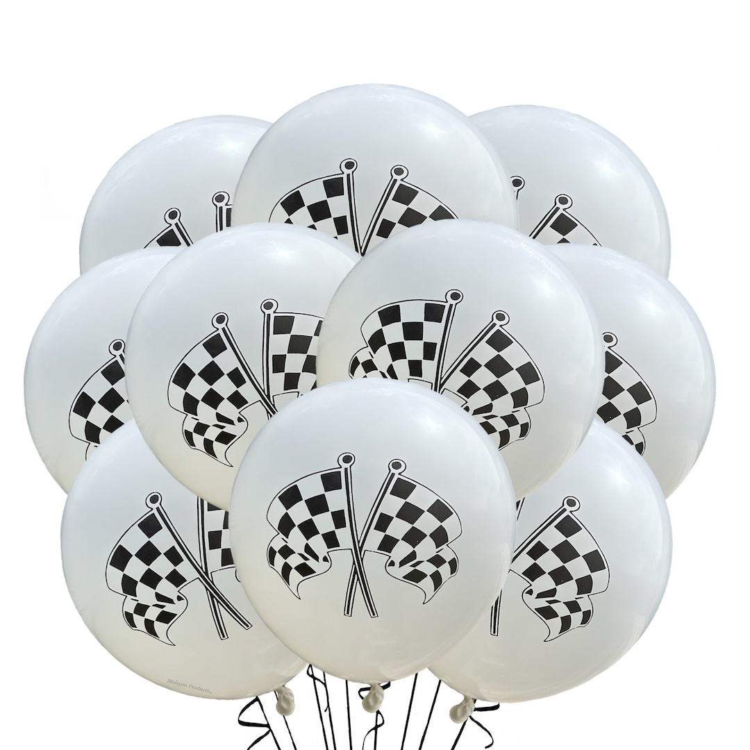 Racing Balloons 12", Racing Flag Party Balloons, Racing Party Theme ...