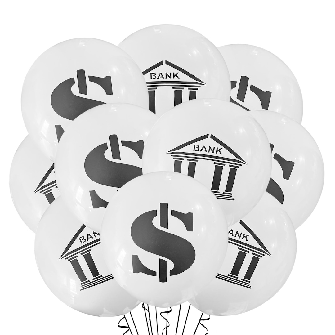 12ct Bank Balloons, Finance Theme, Accountant Party Decoration, Banker ...