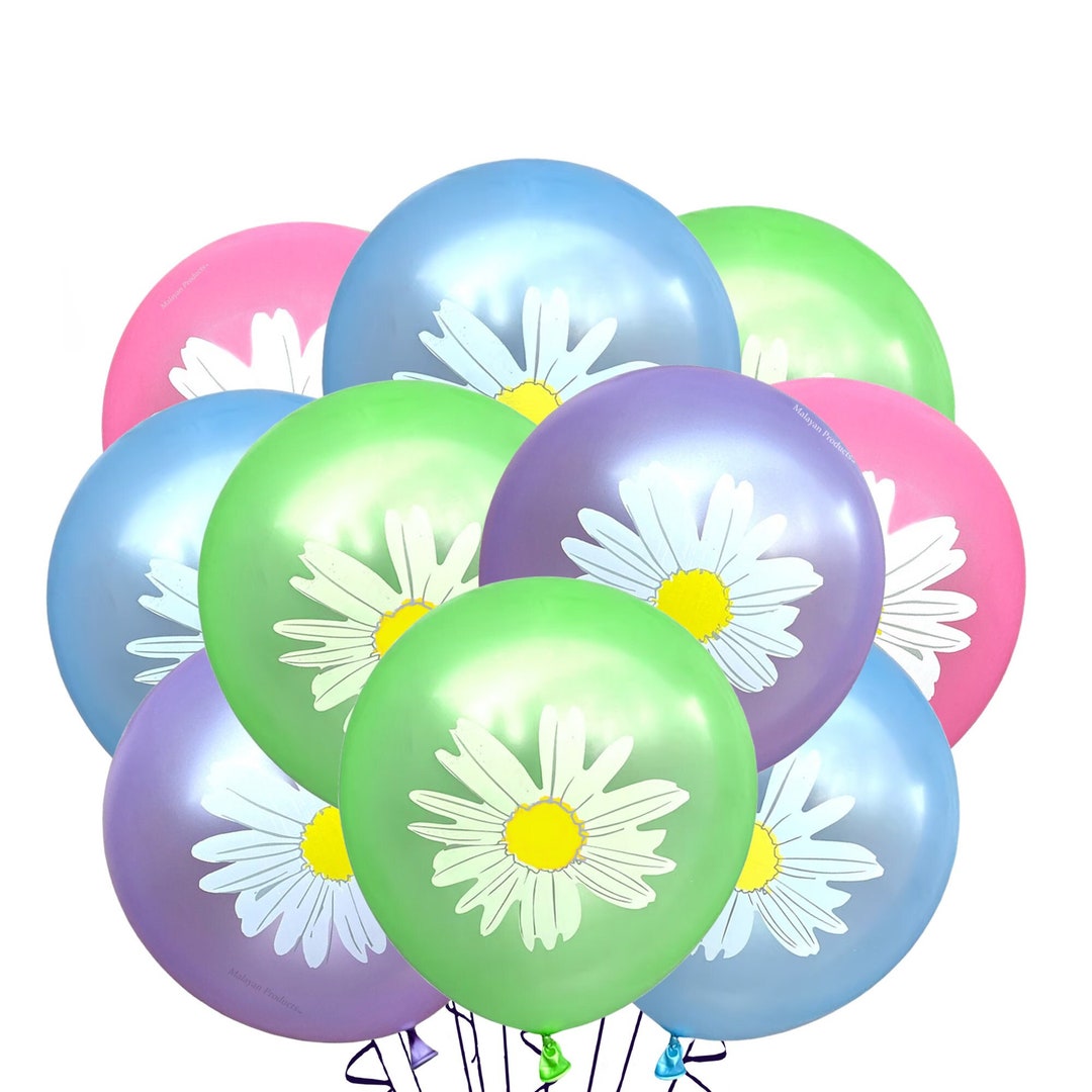 Daisy Balloons 12" Flower Birthday Party Balloons, Daisy Theme Party ...