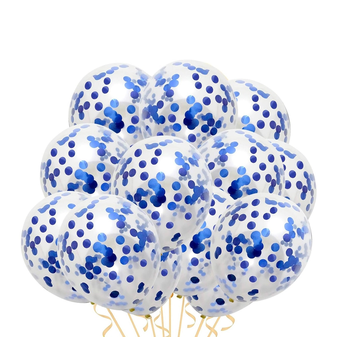 Blue Confetti Balloons 12", Blue Sequin Balloons Decorations ...