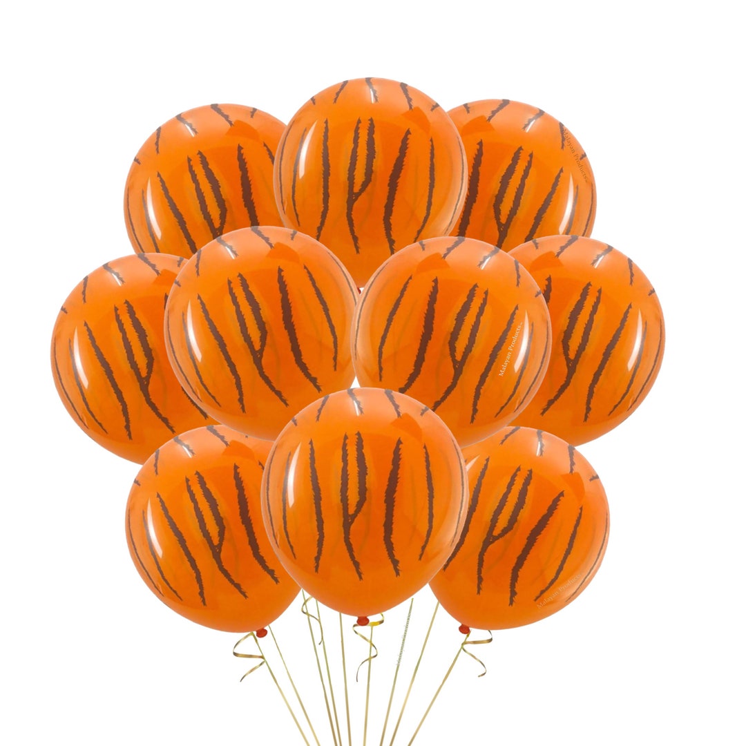 Tiger Balloons, 12" Animal Balloons Tiger Print Party Balloons, Safari ...