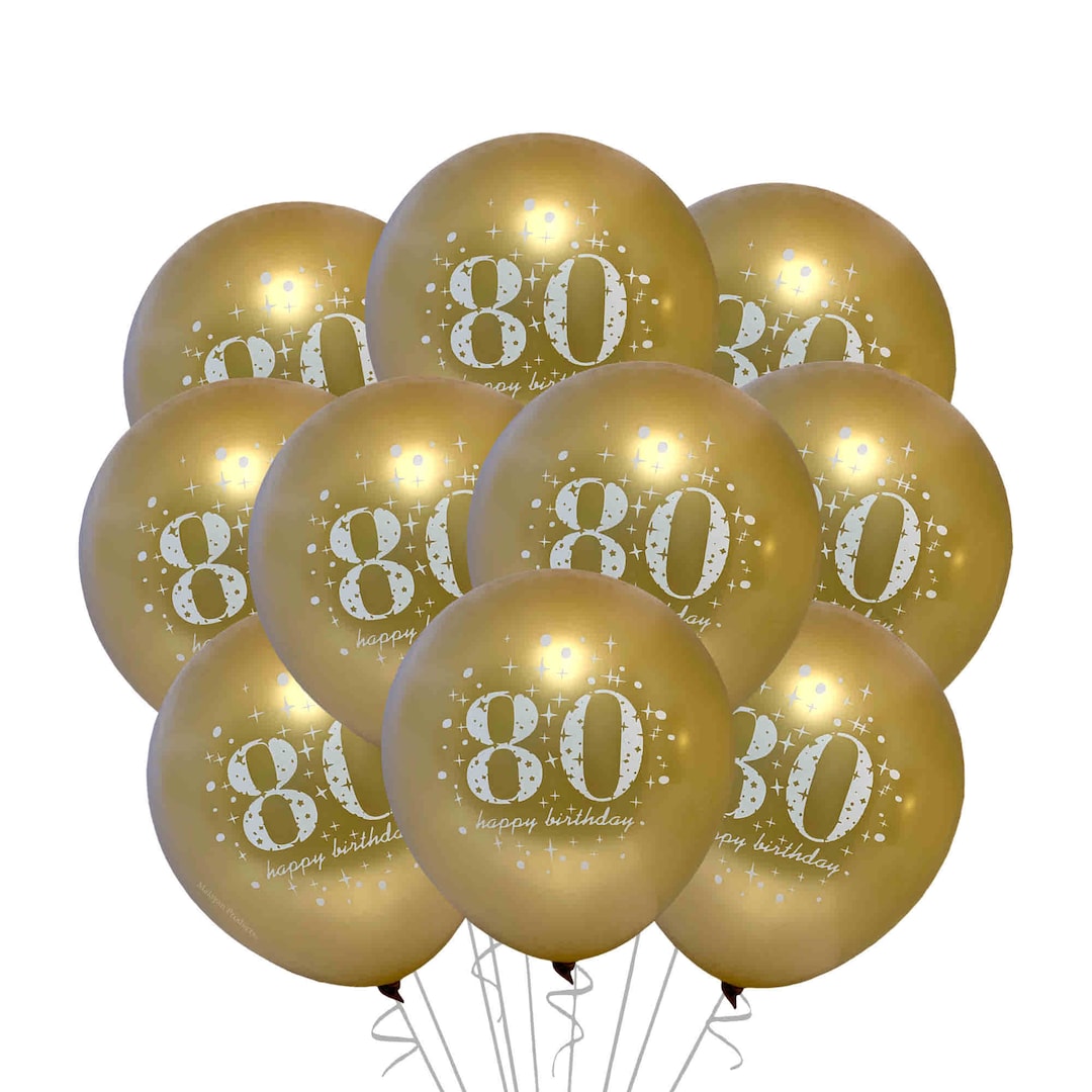 80th Happy Birthday Balloons 12", 80th Birthday Balloons, Eighty Party ...