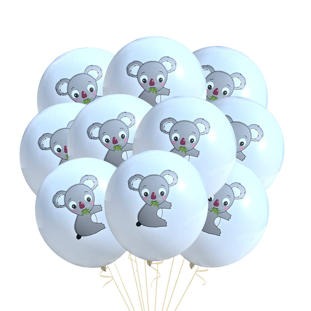 Koala Bear Balloons, 12 Animal Balloons, Koala Print Party Balloon ...