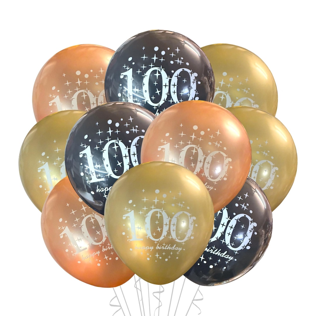 100th Happy Birthday Balloons 12" 100th Birthday Balloons, 100th Party ...