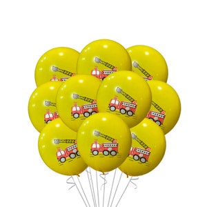 Fire Truck Birthday Balloons 12" Latex, Fireman Party Theme ...