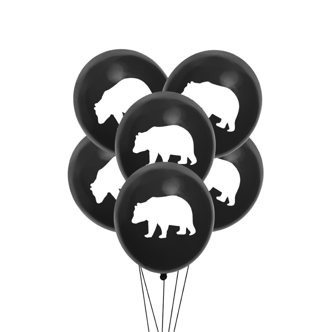 Woodland Bear Balloons, Bear Birthday Party Balloons, Black Bear ...