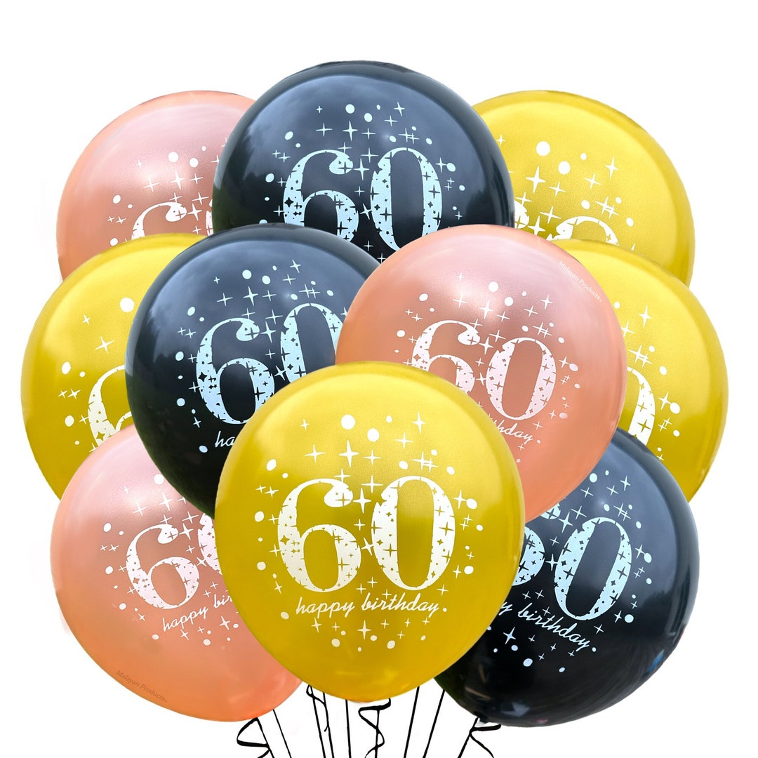 60th Happy Birthday Balloons 12", 60th Birthday Balloons, Sixty Party Balloons, Sixty Theme ...