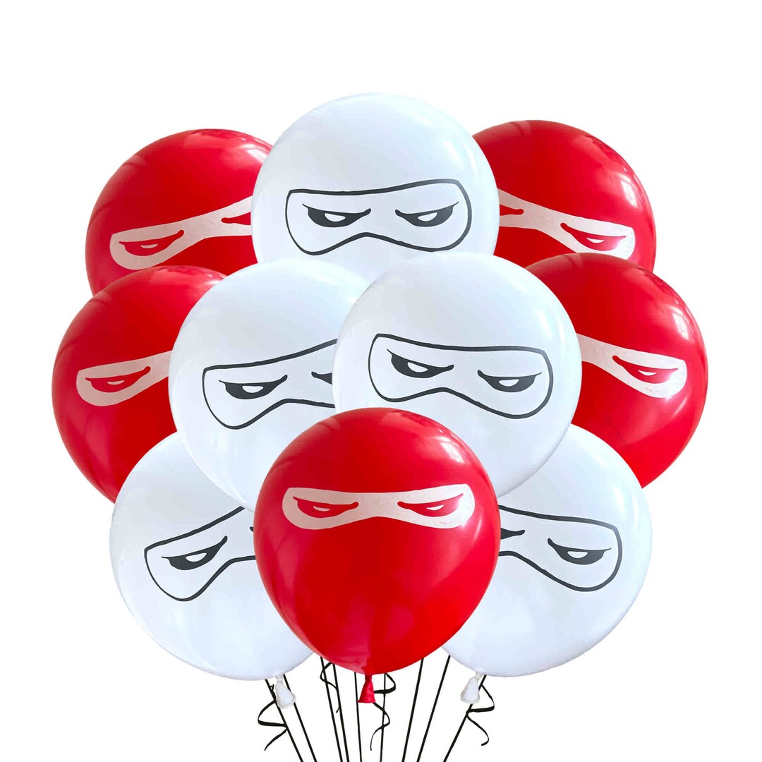 Red Ninja Party Balloons, 12" Latex Ninja Birthday Party Balloons ...