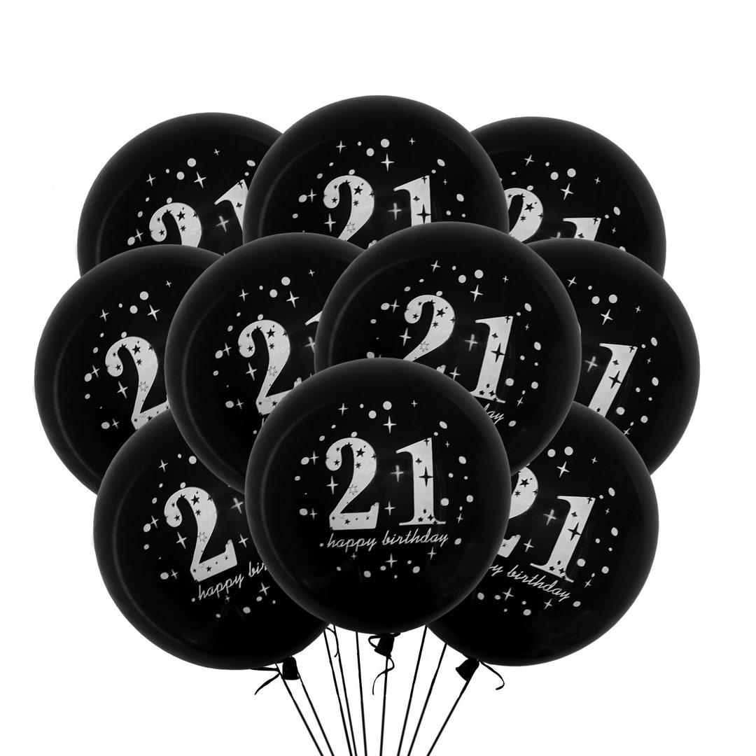 21st Birthday Balloons 12", Black 21st Birthday Balloons Latex, 21st ...