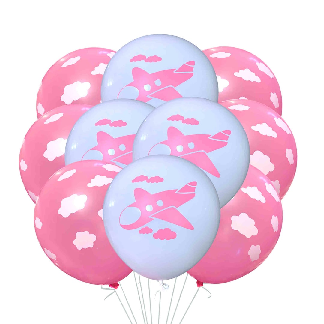 Pink Airplane Balloons, 12" Jet Balloons, Airplane Theme Party ...
