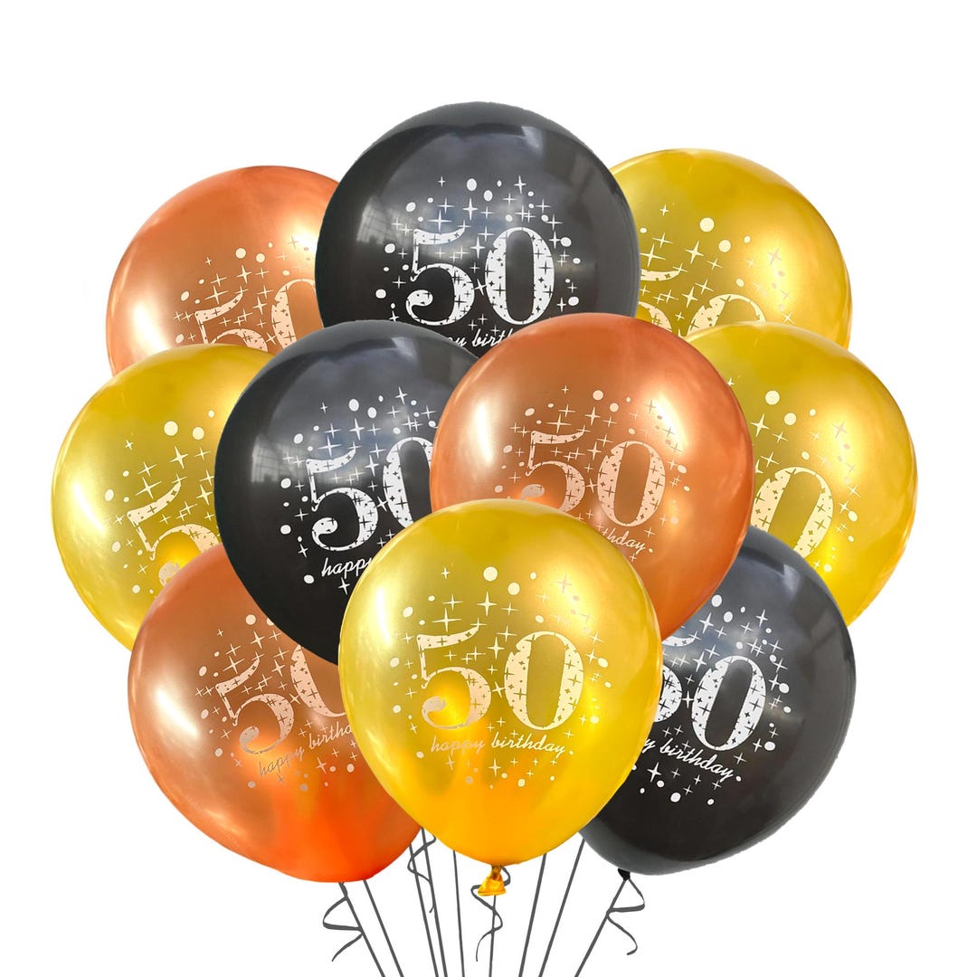 50th Happy Birthday Balloons 12", 50th Balloons, 50th Birthday Balloons ...