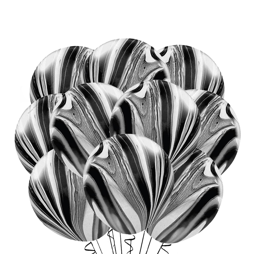 Black Swirl Balloons 12", Black Tie-dye Balloons, Black and White Theme ...
