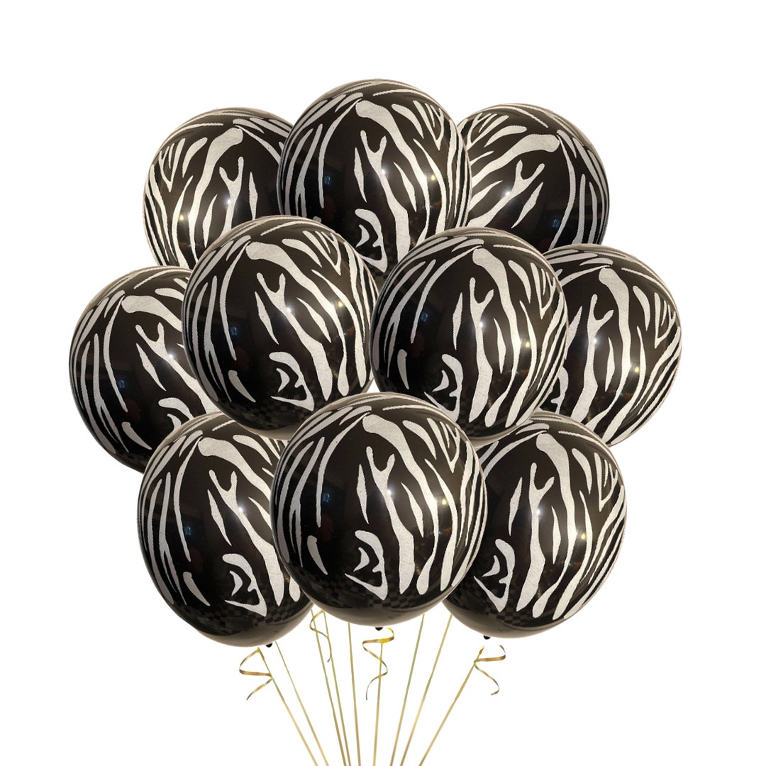 Zebra Balloons 12", Zebra Print Balloons, Zebra Stripe Balloons, Black ...