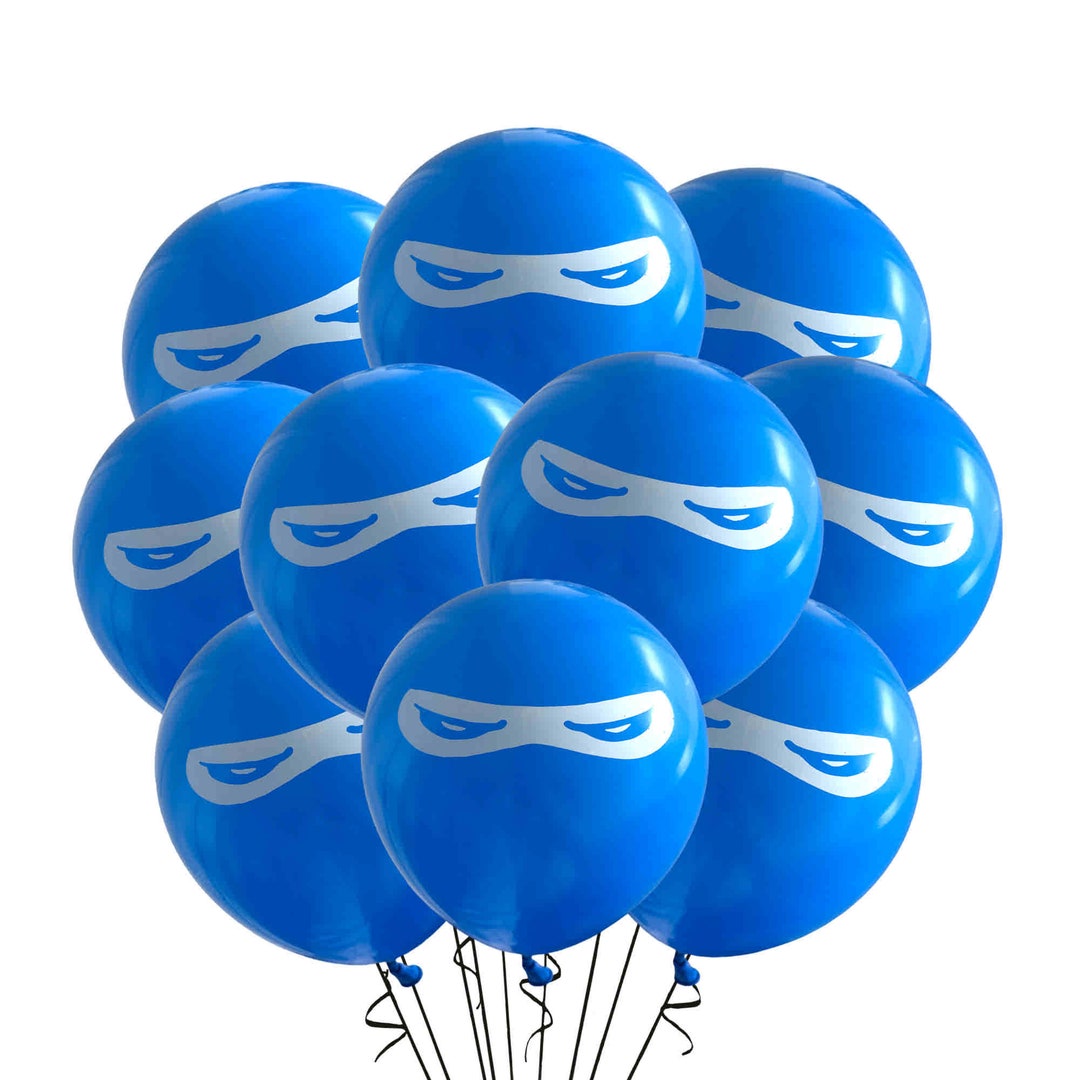 Blue Ninja Party Balloons, 12" Latex Ninja Birthday Party Balloons ...
