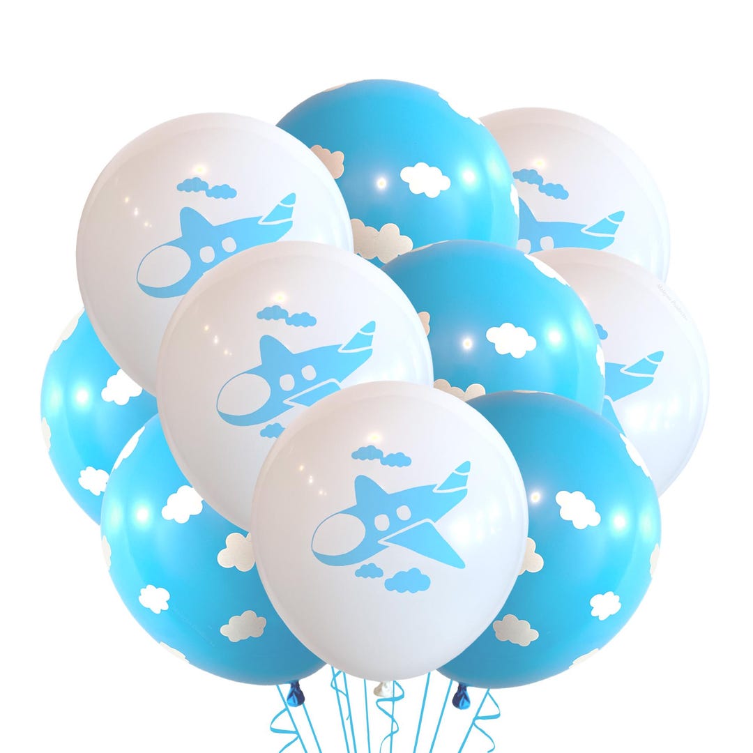 Airplane Balloons, 12" Pilot Theme Party Balloons, Airplane Birthday ...