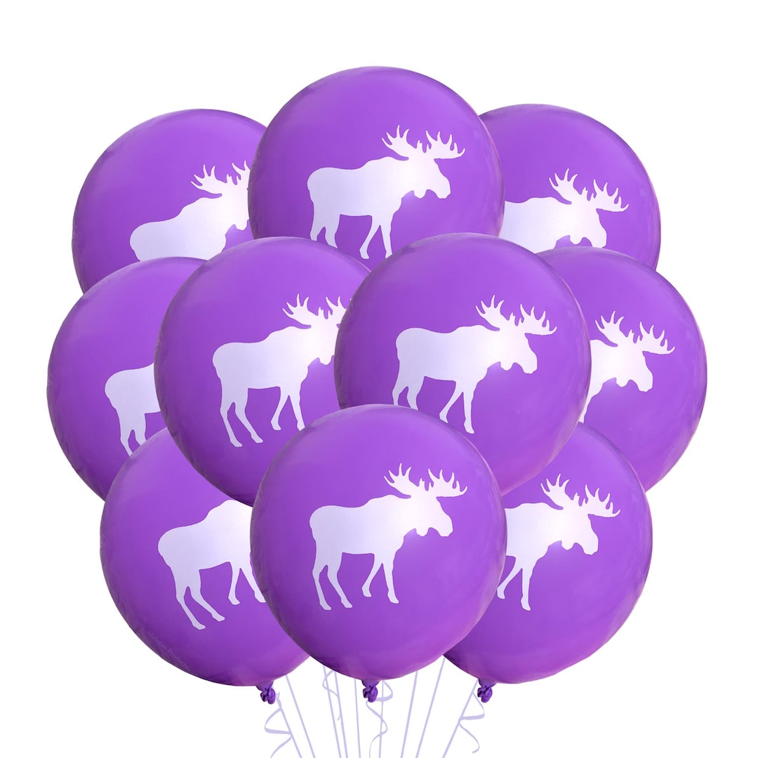 Purple Moose Balloons, 12" Moose Birthday Theme, Woodland Balloons ...