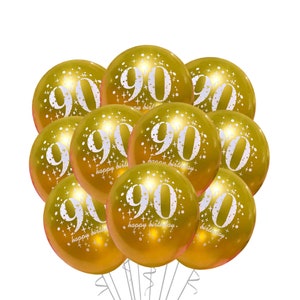 90th Happy Birthday Balloons 12" 90th Birthday Balloons, Ninety Party ...