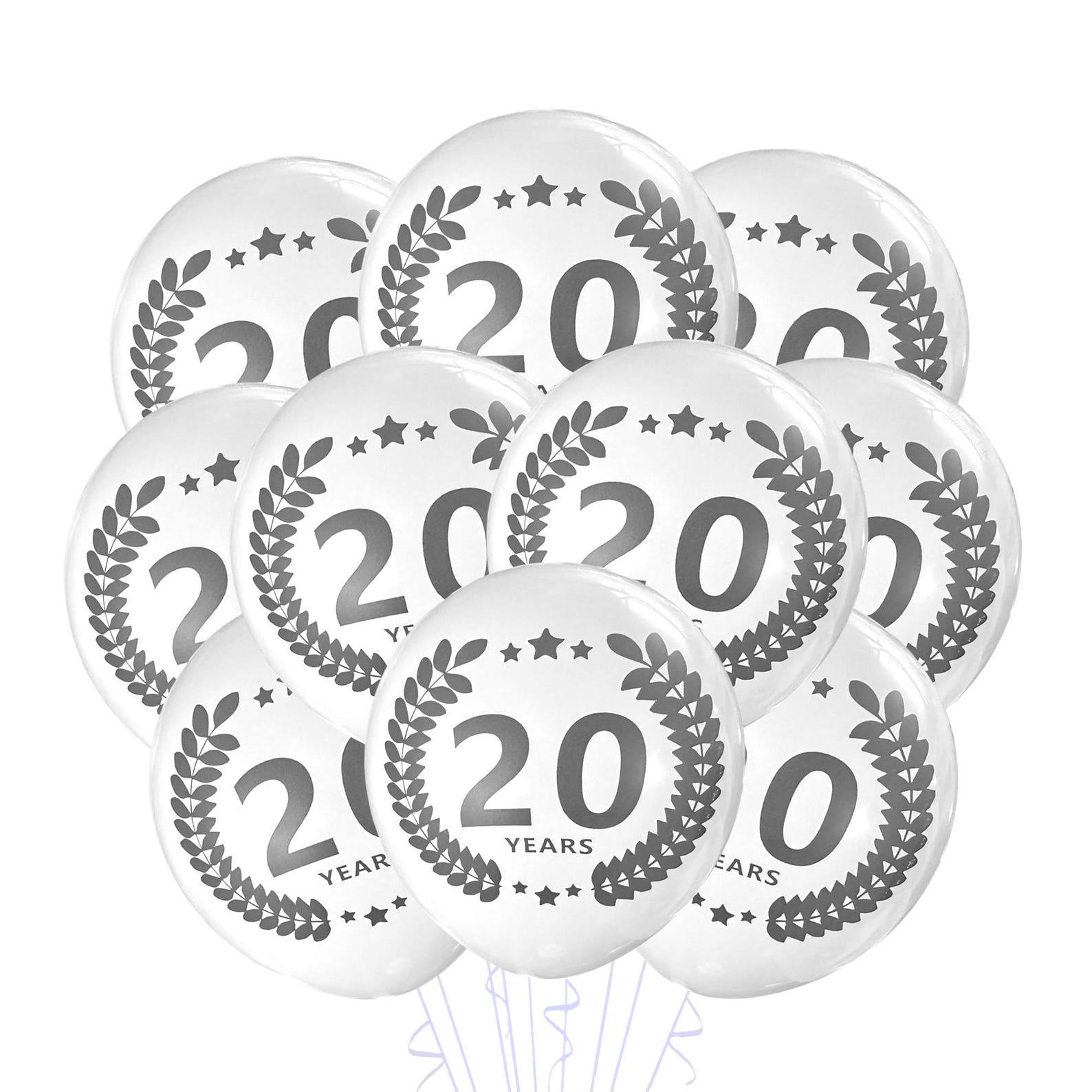 20 Year Balloons, 20 Year Anniversary Party, 20 Year Reunion Event ...