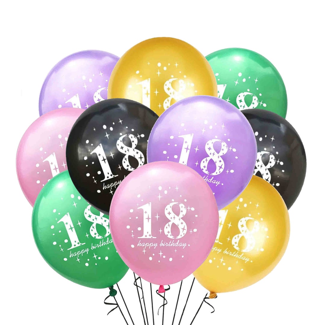 18th Happy Birthday Balloons Color Options 12" Golden Balloons Birthday ...