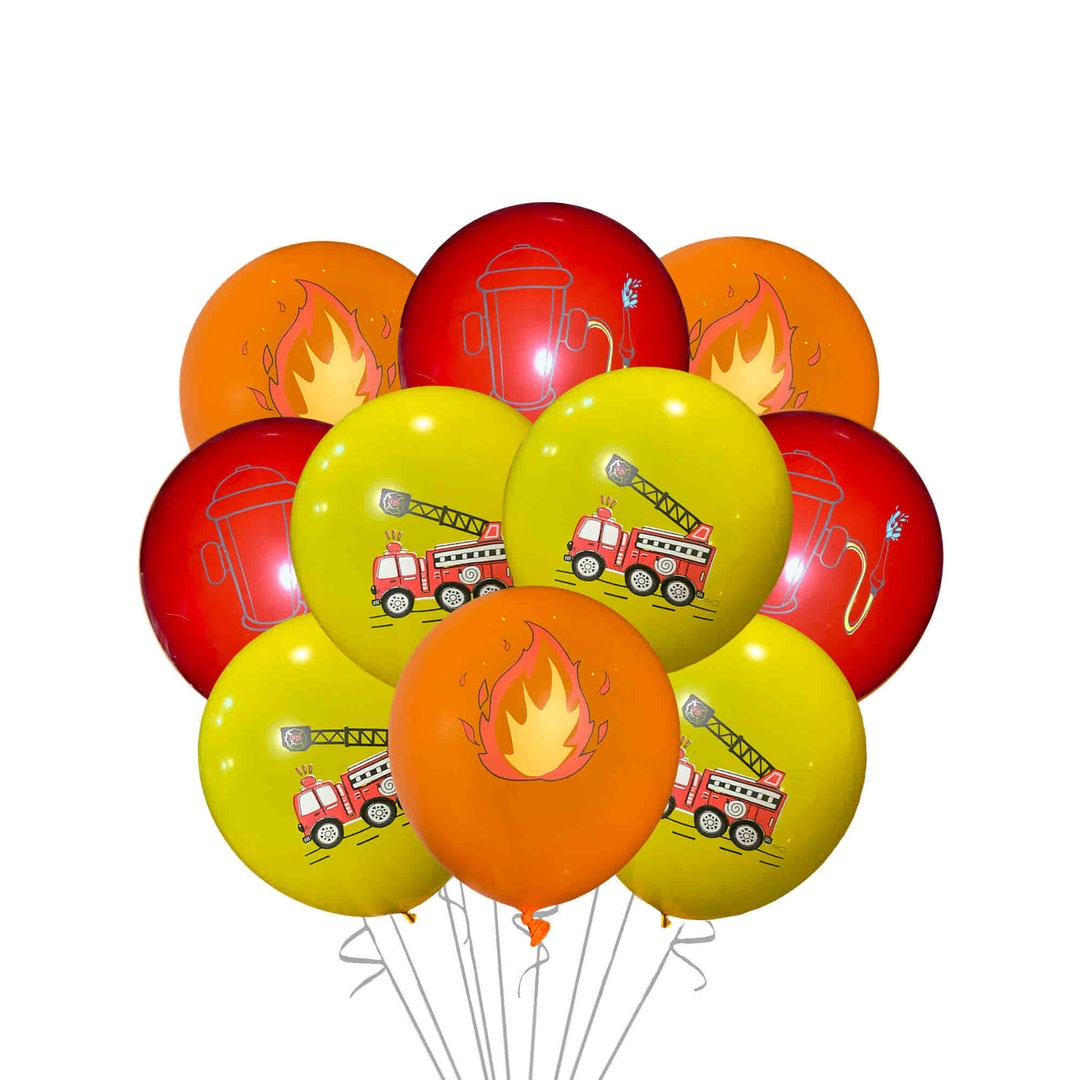 Fire Truck Birthday Balloons 12" Latex, Fireman Party Theme ...