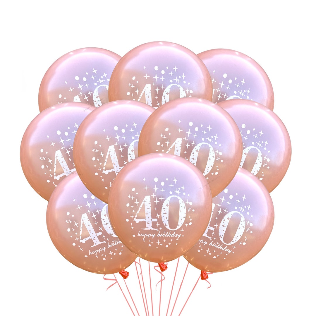 40th Birthday Balloons, 12" 40th Happy Birthday Balloons Rose Gold ...