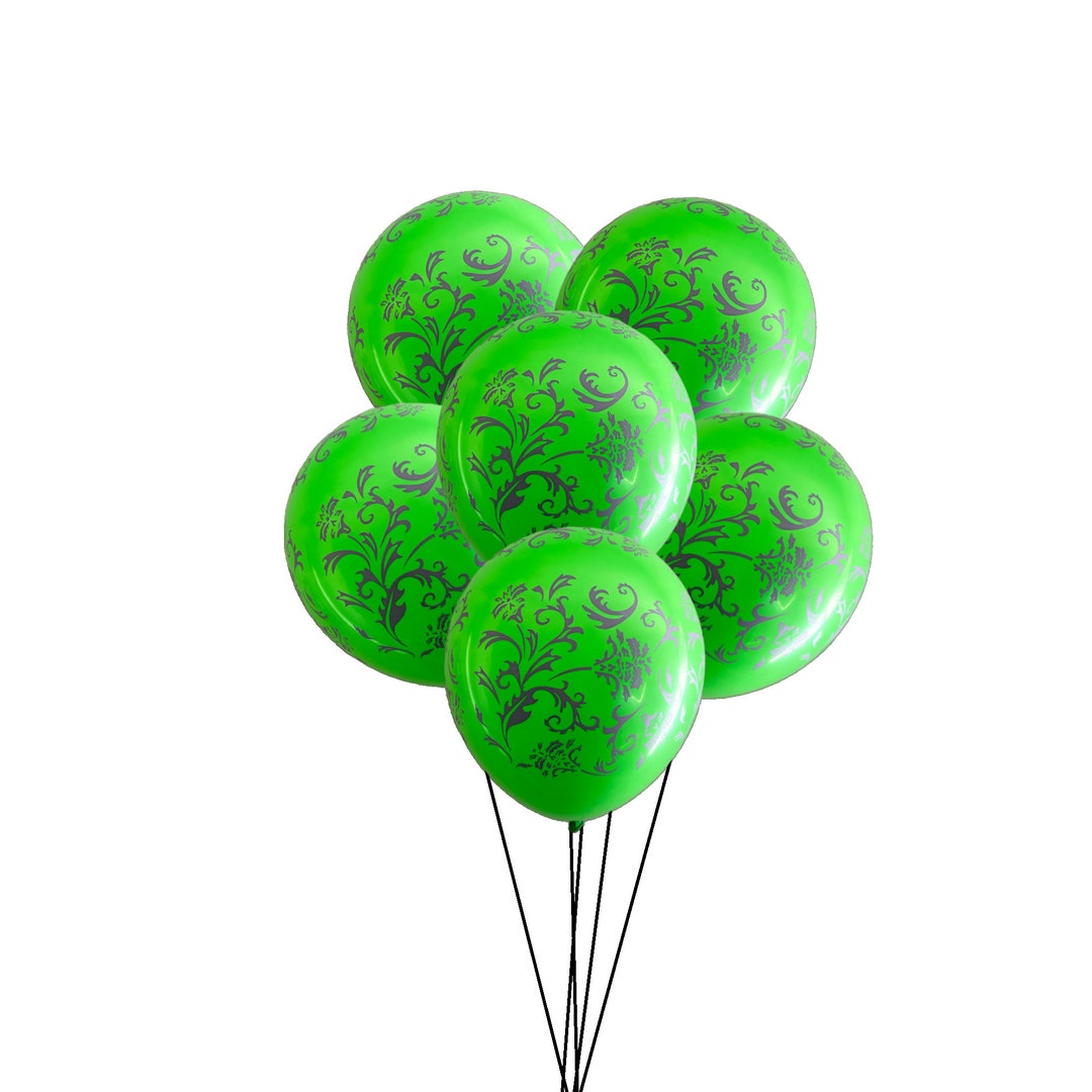 12 Pack Light Green Masquerade Balloons, 12 Fancy Balloons, Damask ...