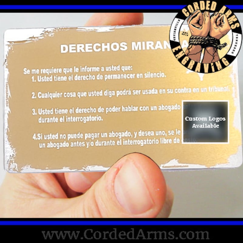Metal Miranda Rights Cards - Etsy