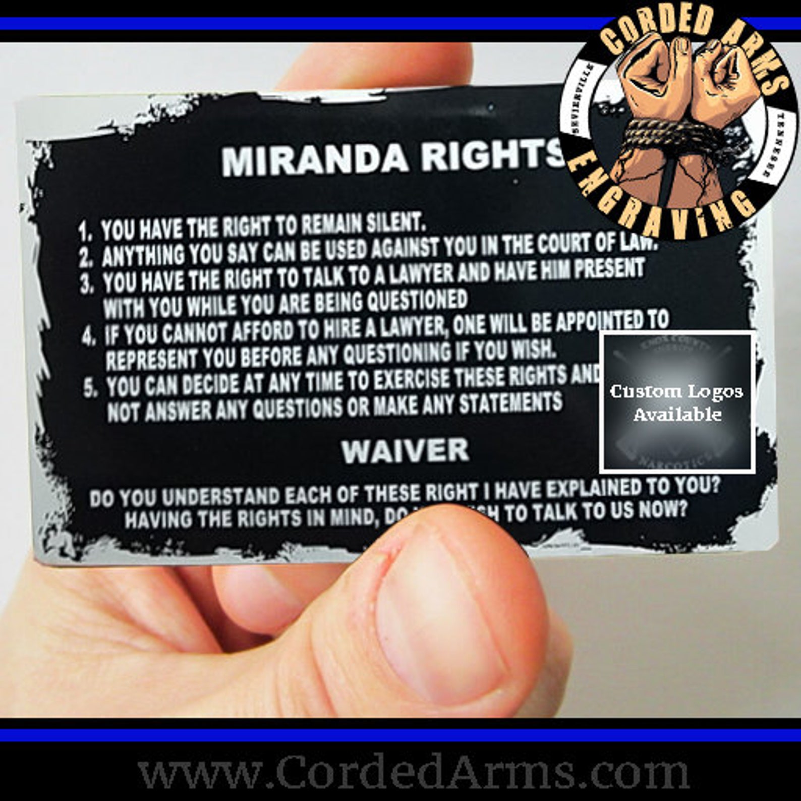 Laser Etched Miranda Rights Card Waiver Card Rights Card - Etsy