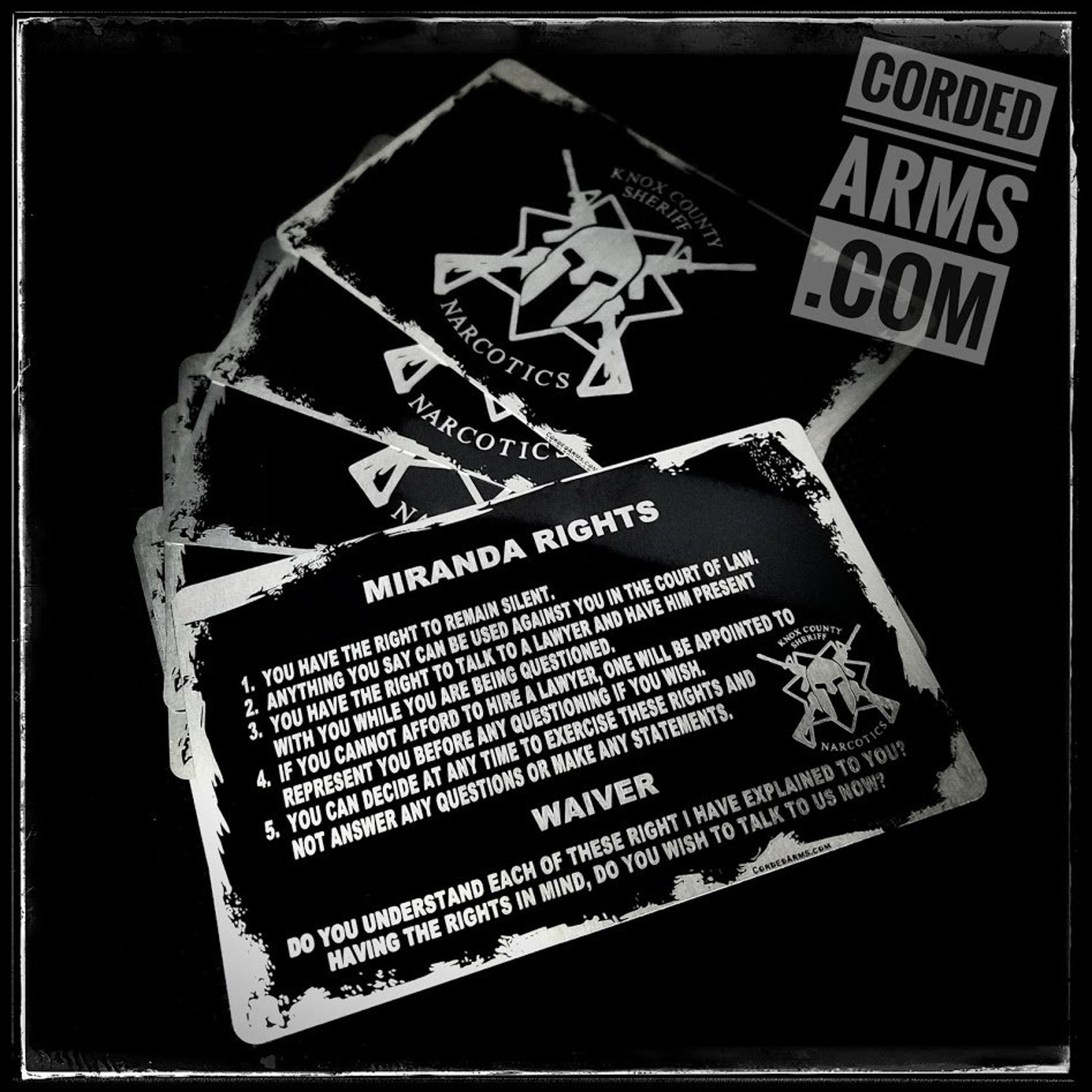 Laser Etched Miranda Rights Card , Waiver Card, Rights Card, Police ...