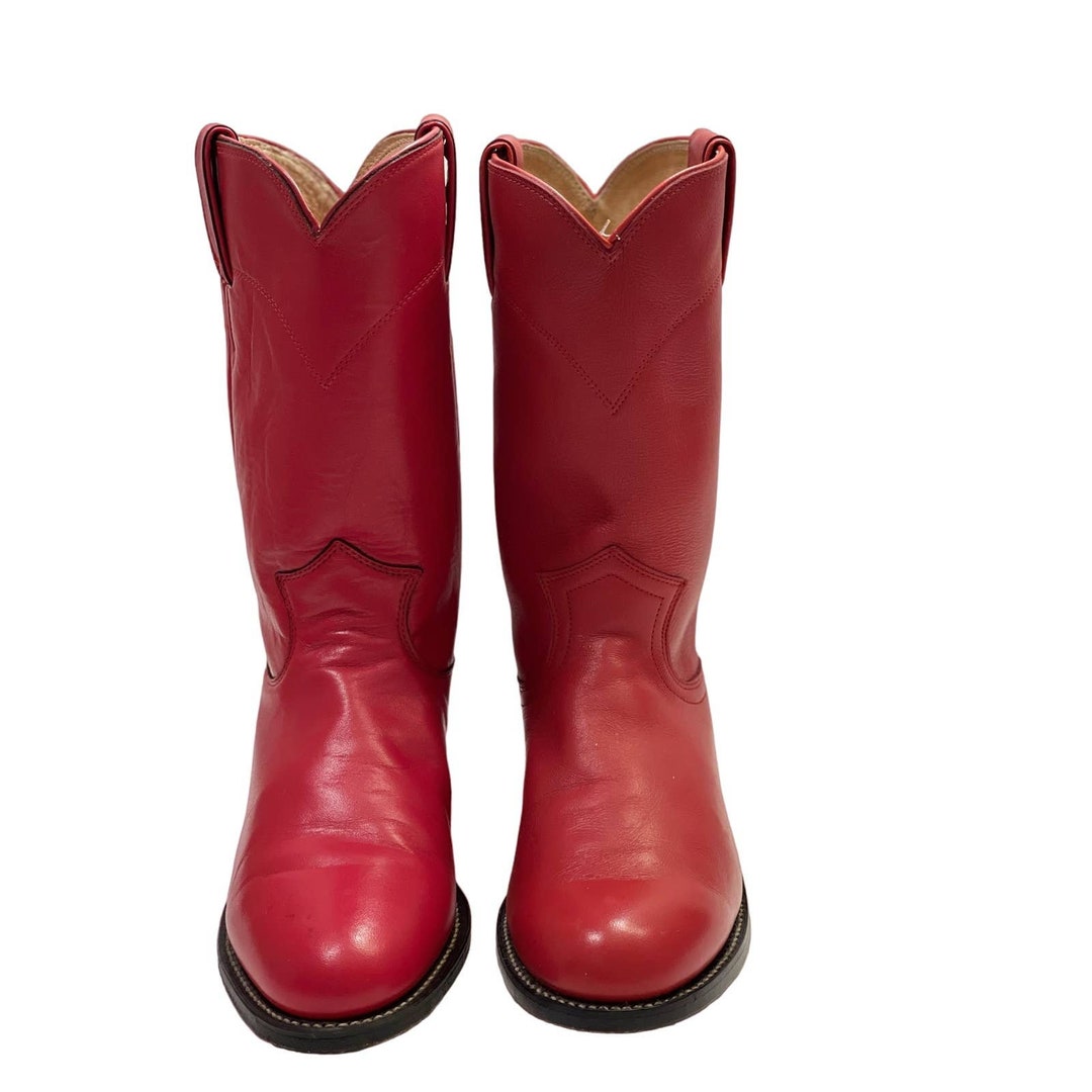 Justin Women's Leather Vintage Roper Cowboy Boots in Red. Size 6b/six B ...