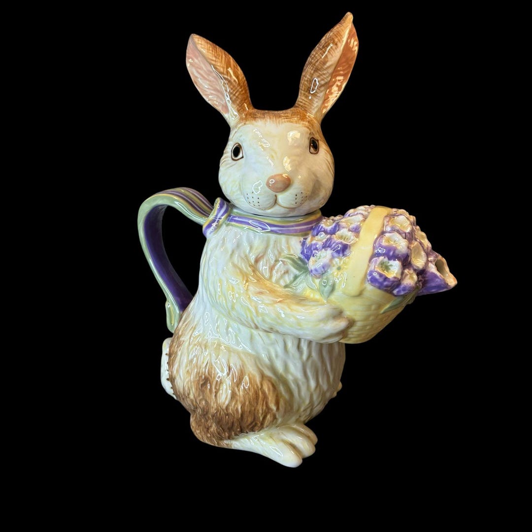 Longaberger Easter Bunny Spring Teapot With Flowers - Etsy