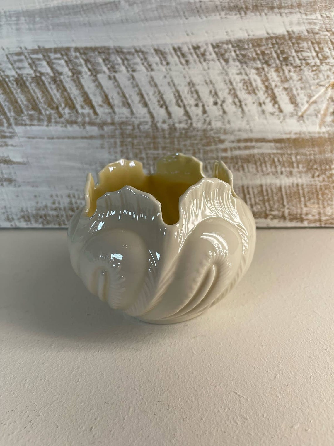 Vintage 1960's Belleek Cabbage Leaf Irish Porcelain Bowl - Etsy