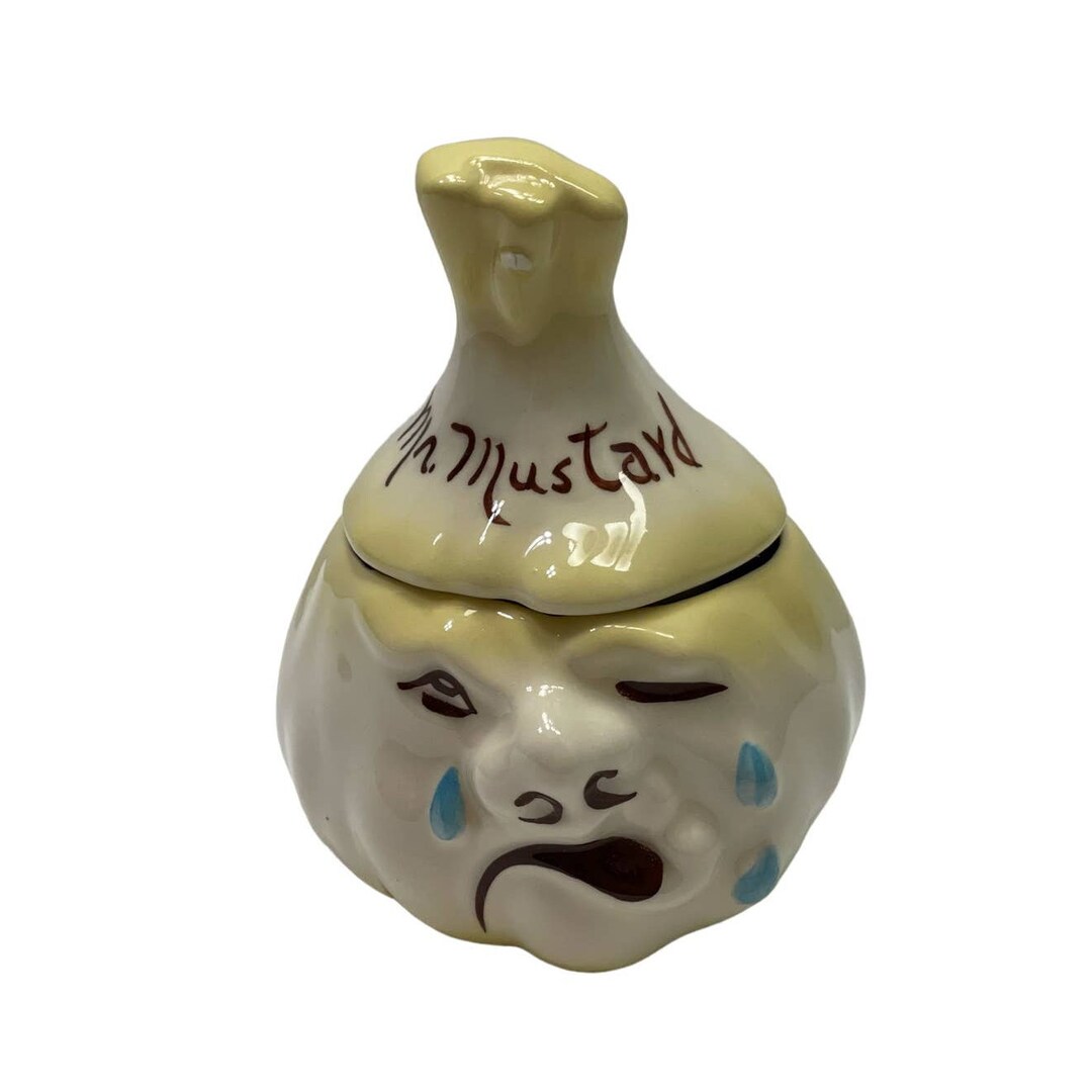 Vintage Anthropomorphic Rare Crying Face Ceramic Mr. Mustard Container ...