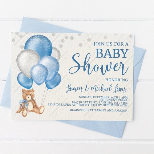 Teddy Bear Baby Shower Games Printable Pack Blue Brown Baby - Etsy